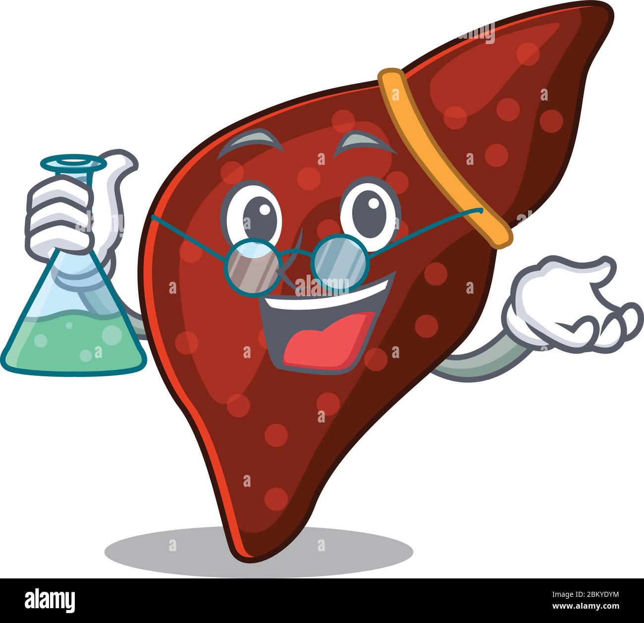 Human cirrhosis liver smart Professor Cartoon design style working with ...