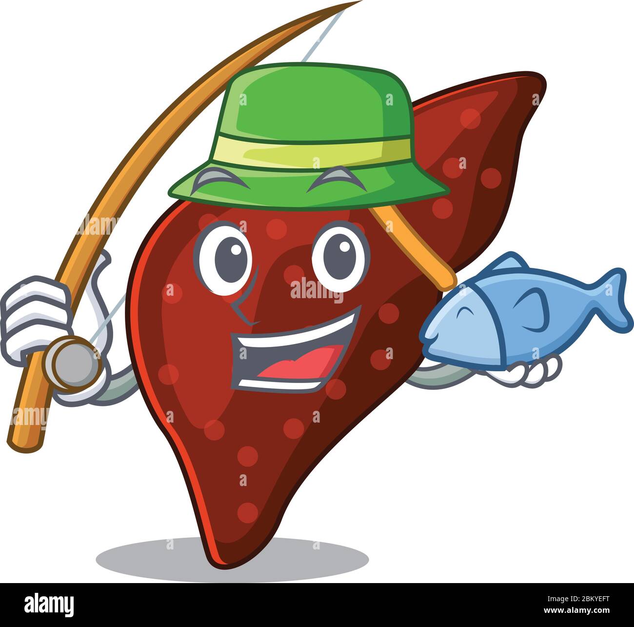 Cartoon design concept of human cirrhosis liver while fishing Stock ...