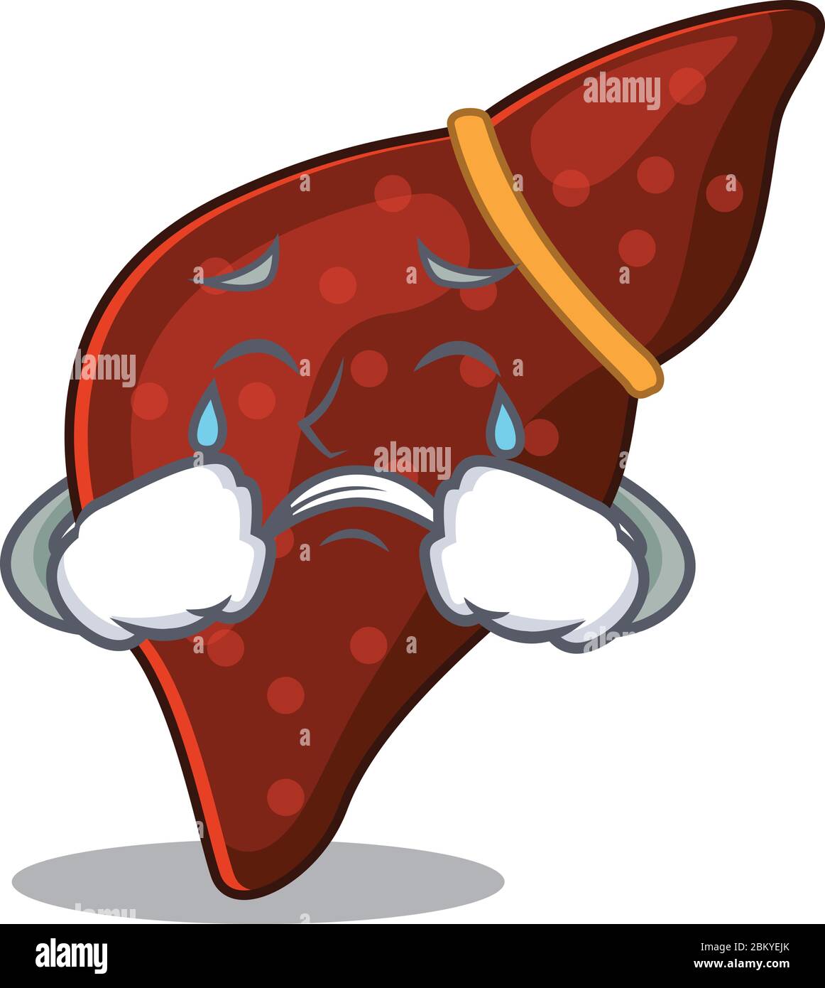 Cartoon character design of human cirrhosis liver with a crying face ...