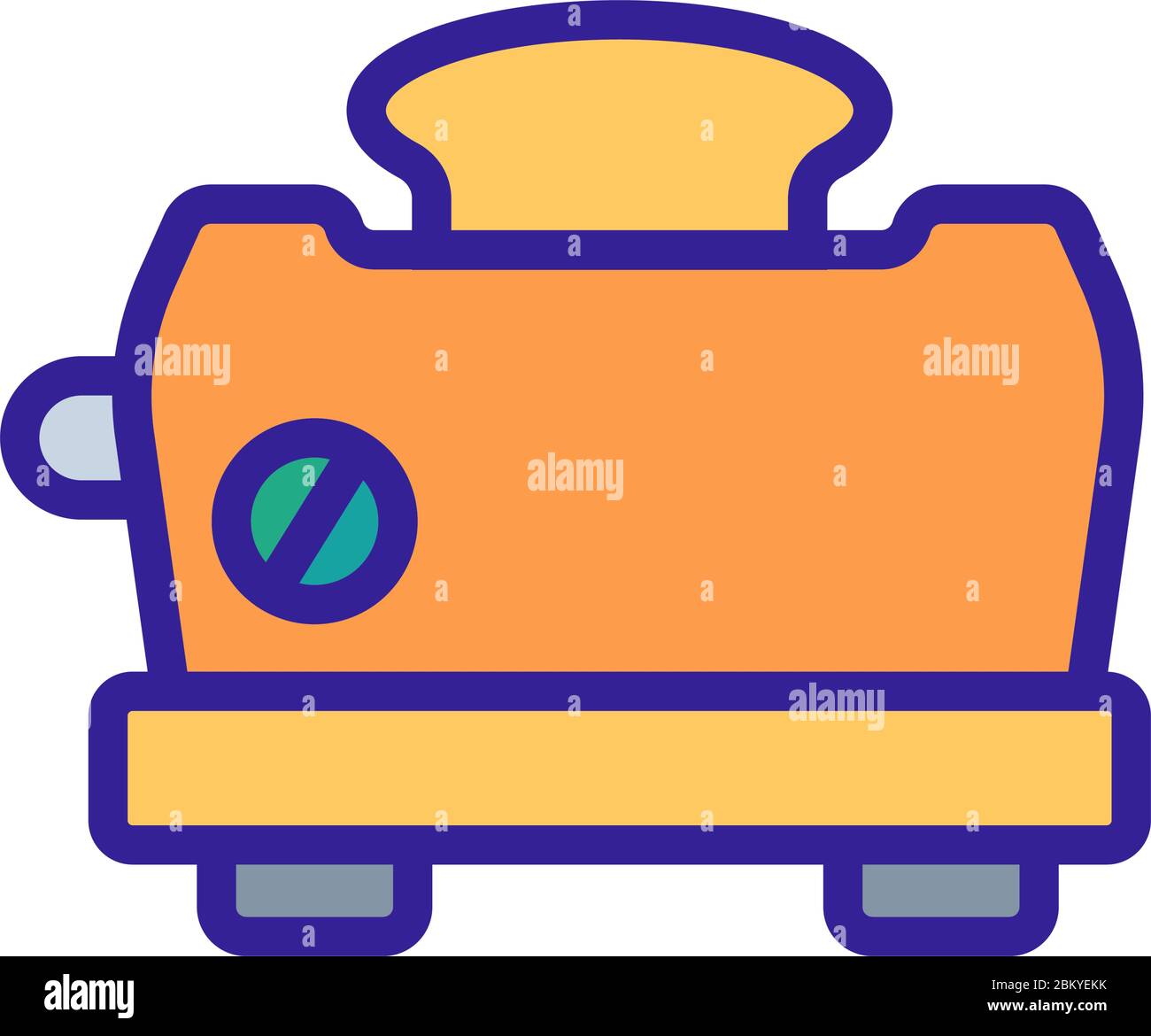 mechanical toaster with slice of bread icon vector outline illustration ...