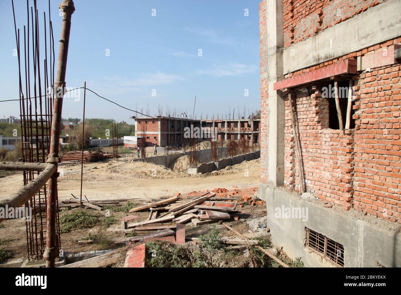 Workers under construction building project, Infrastructure projects ...