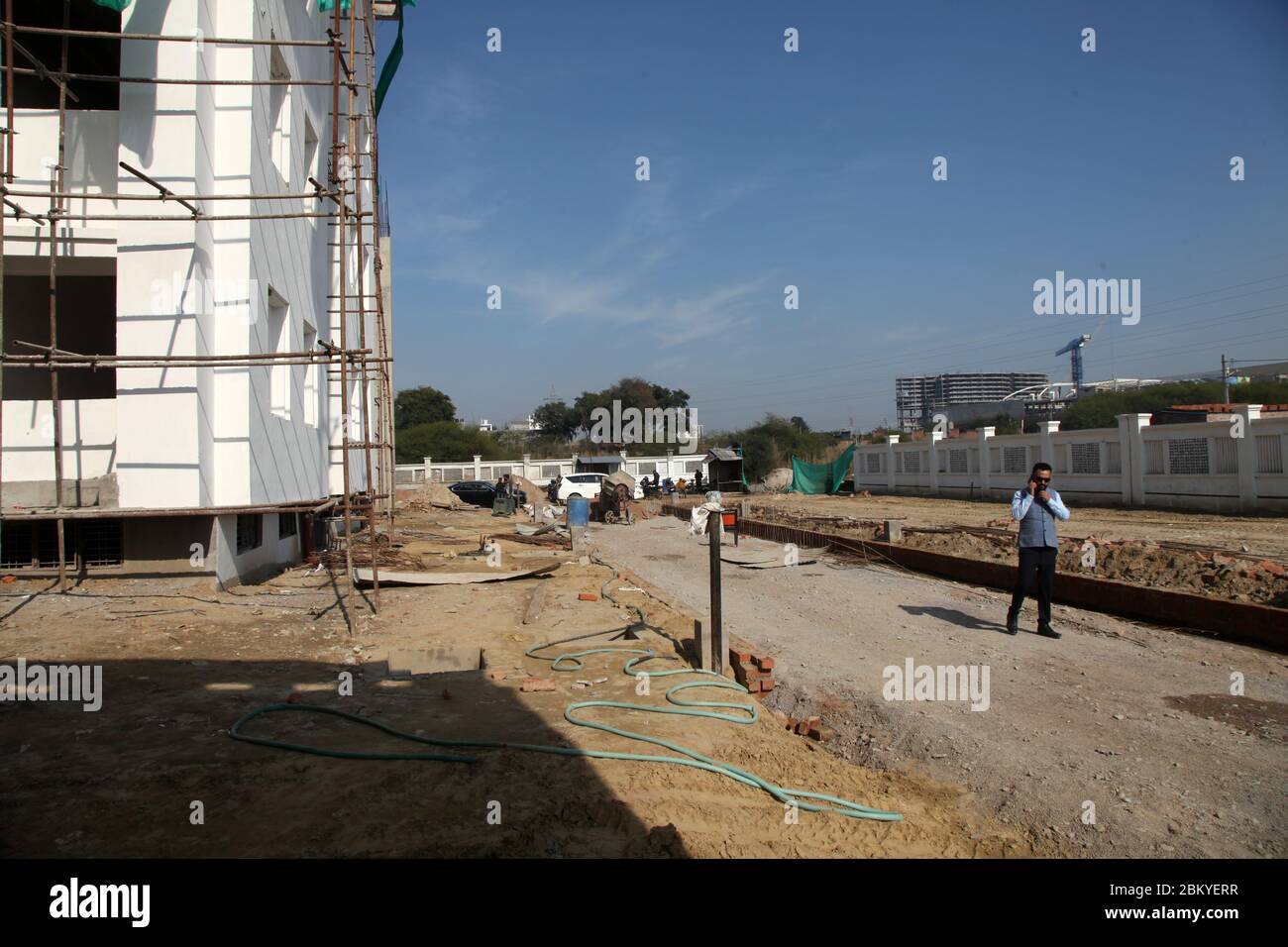 Workers under construction building project, Infrastructure projects ...
