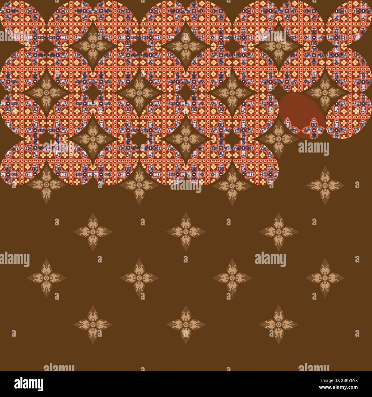 Modern Javanese batik pattern with seamless orange brown color Stock ...