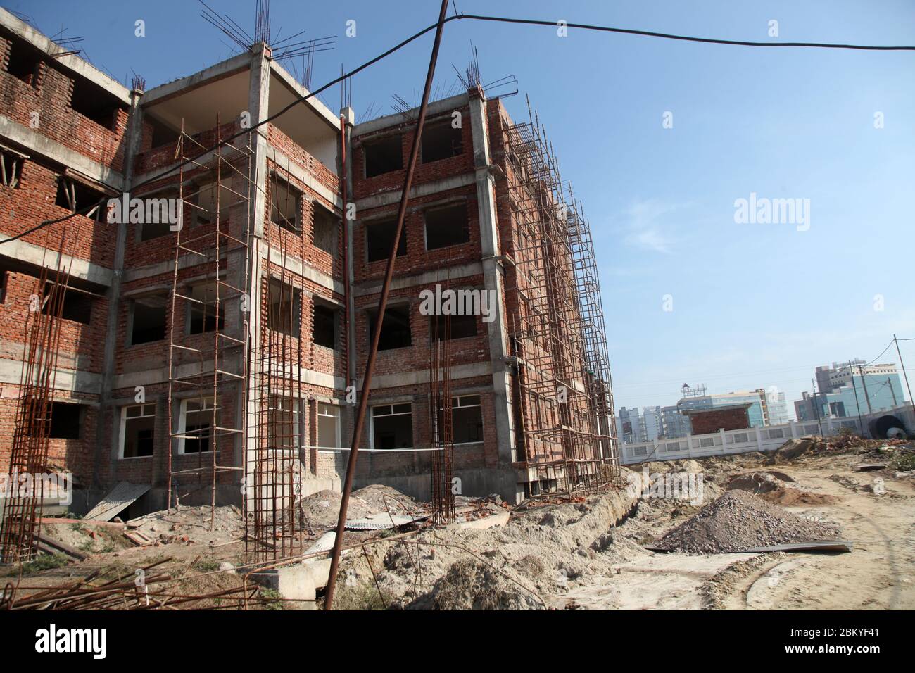 Workers under construction building project, Infrastructure projects ...