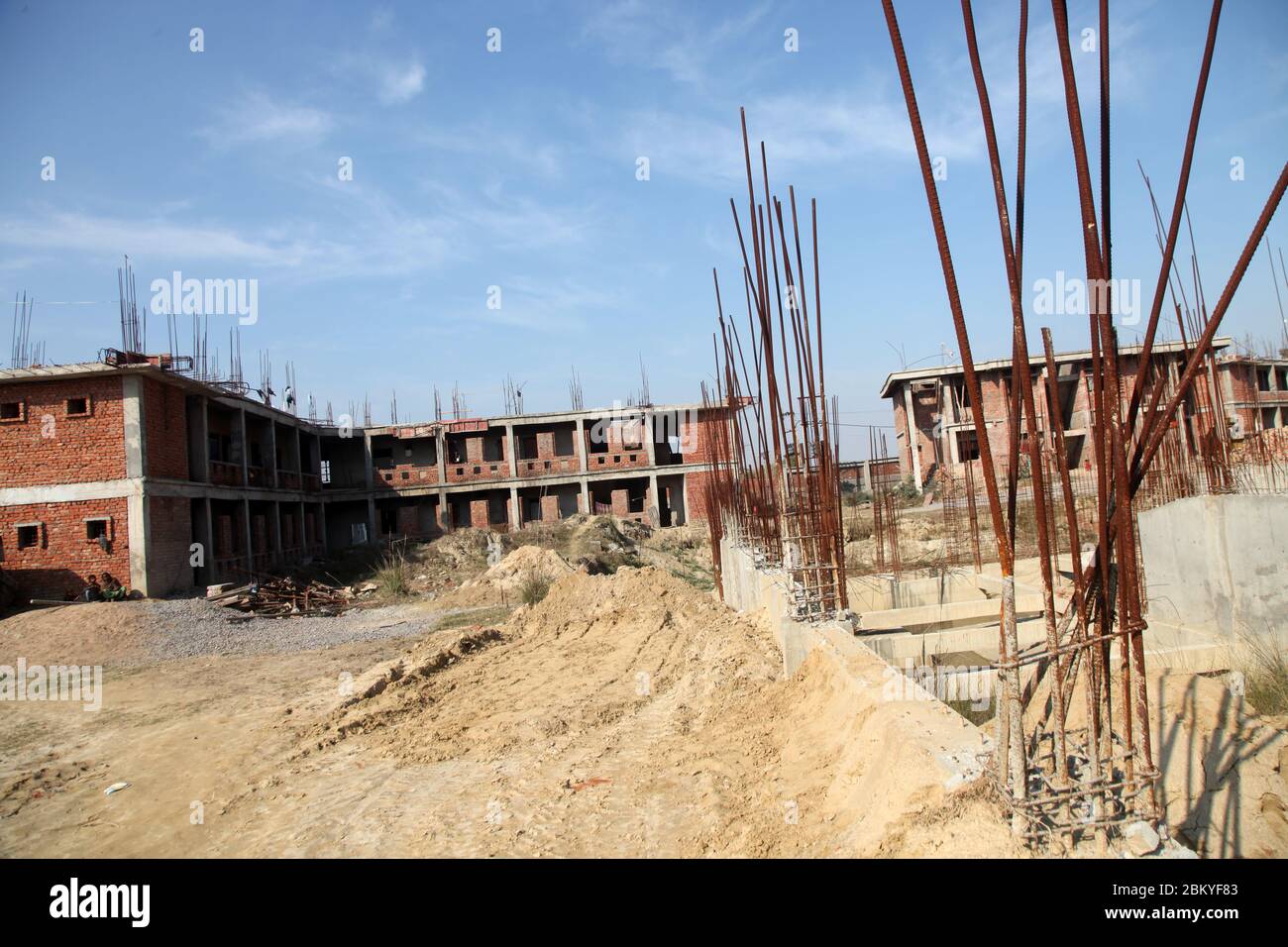 Workers under construction building project, Infrastructure projects ...