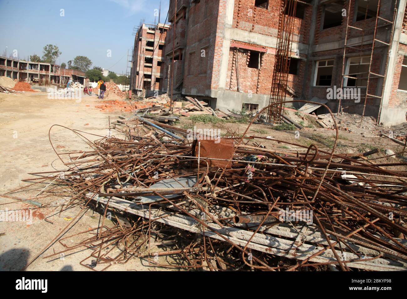 Workers under construction building project, Infrastructure projects ...