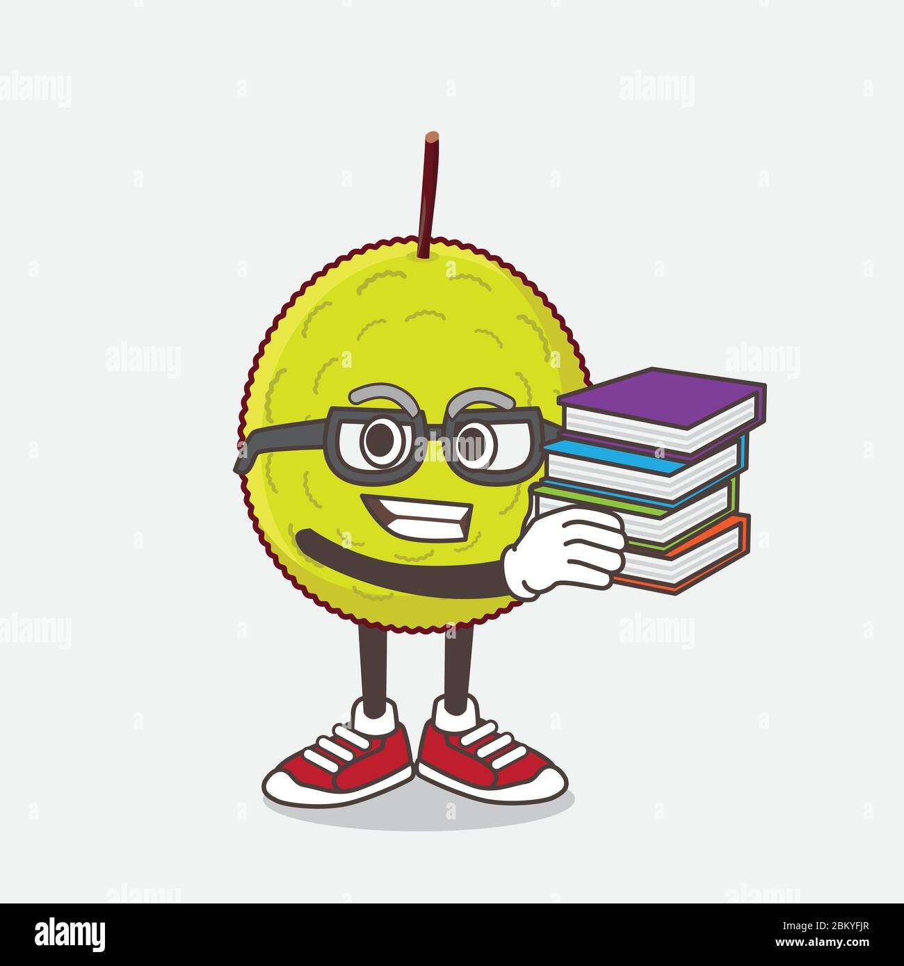 An illustration of Entawak Fruit cartoon mascot character studying with ...