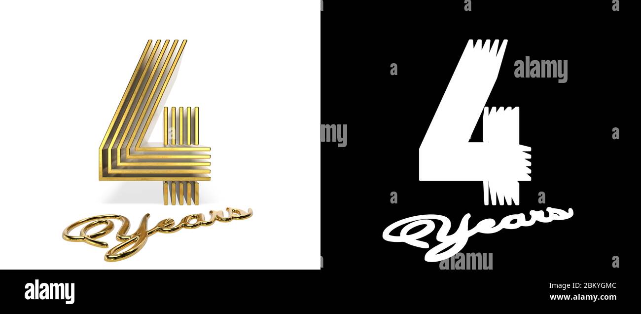 Number 4 (number four) anniversary celebration design with five ...