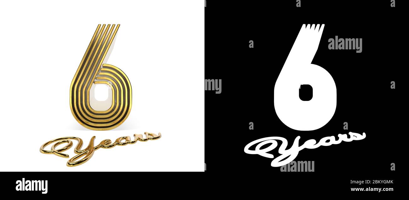 Number 6 (number six) anniversary celebration design with five parallel ...