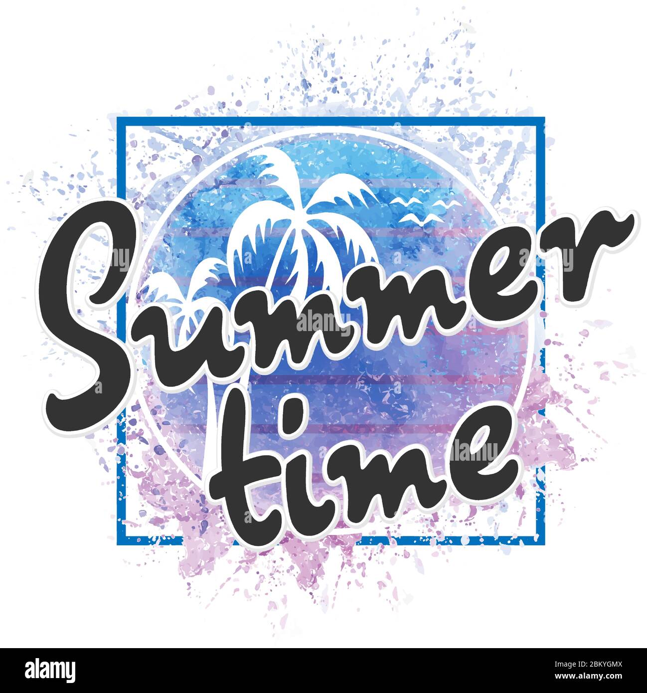 Summer time - vector illustration in vintage graphic style for t-shirt ...