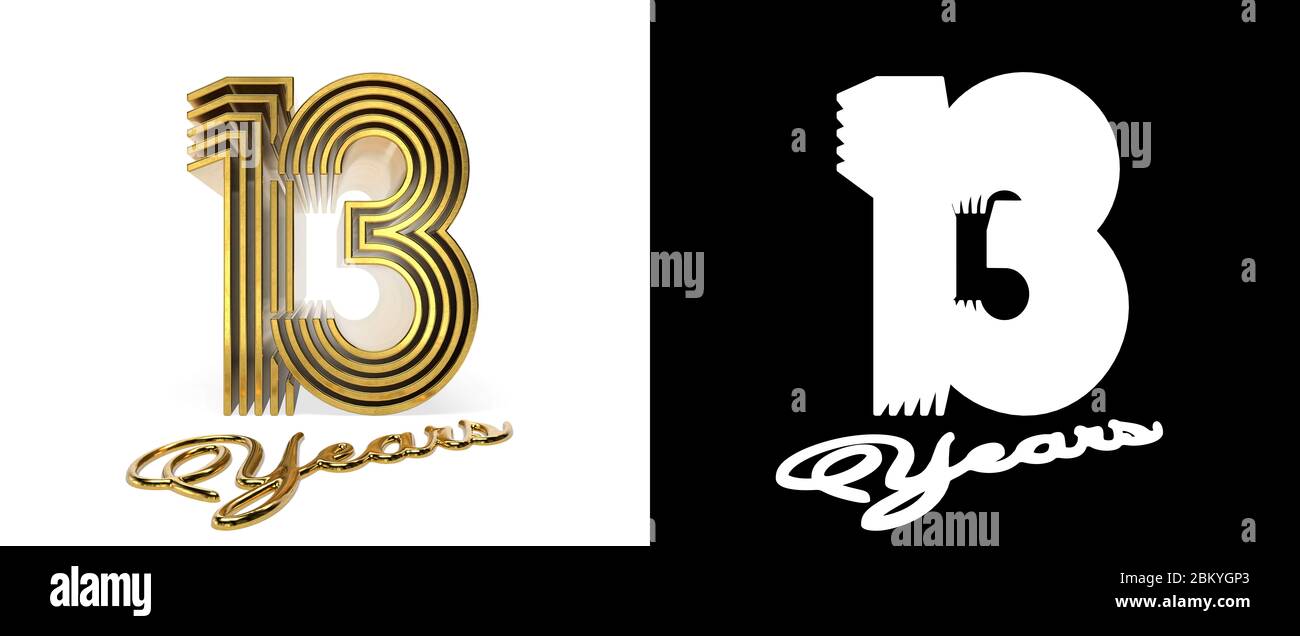 Number 13 (number thirteen) anniversary celebration design with five ...