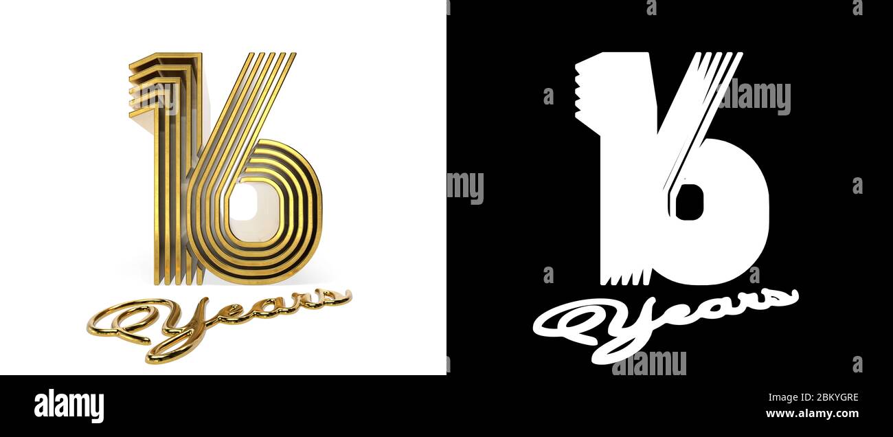 Number 16 (number sixteen) anniversary celebration design with five ...