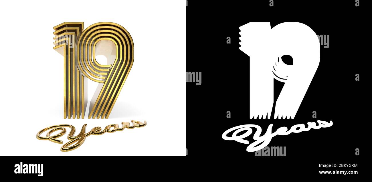 Number 19 (number nineteen) anniversary celebration design with five ...