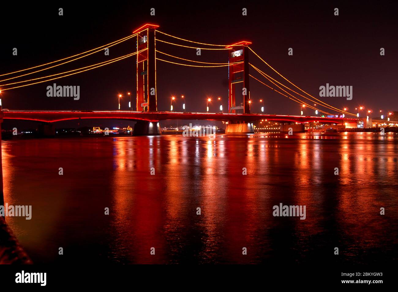 Ampera bridge over Musi river, Palembang, Indonesia Stock Photo - Alamy