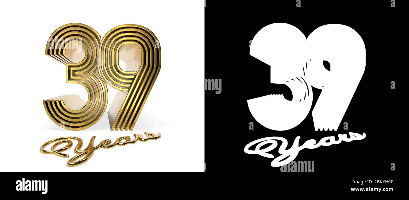 Number 39 (number thirty-nine) anniversary celebration design with five ...