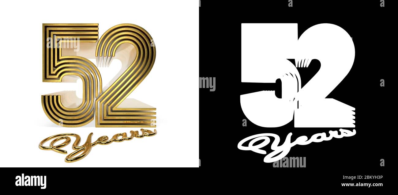 Number 52 (number fifty-two) anniversary celebration design with five ...