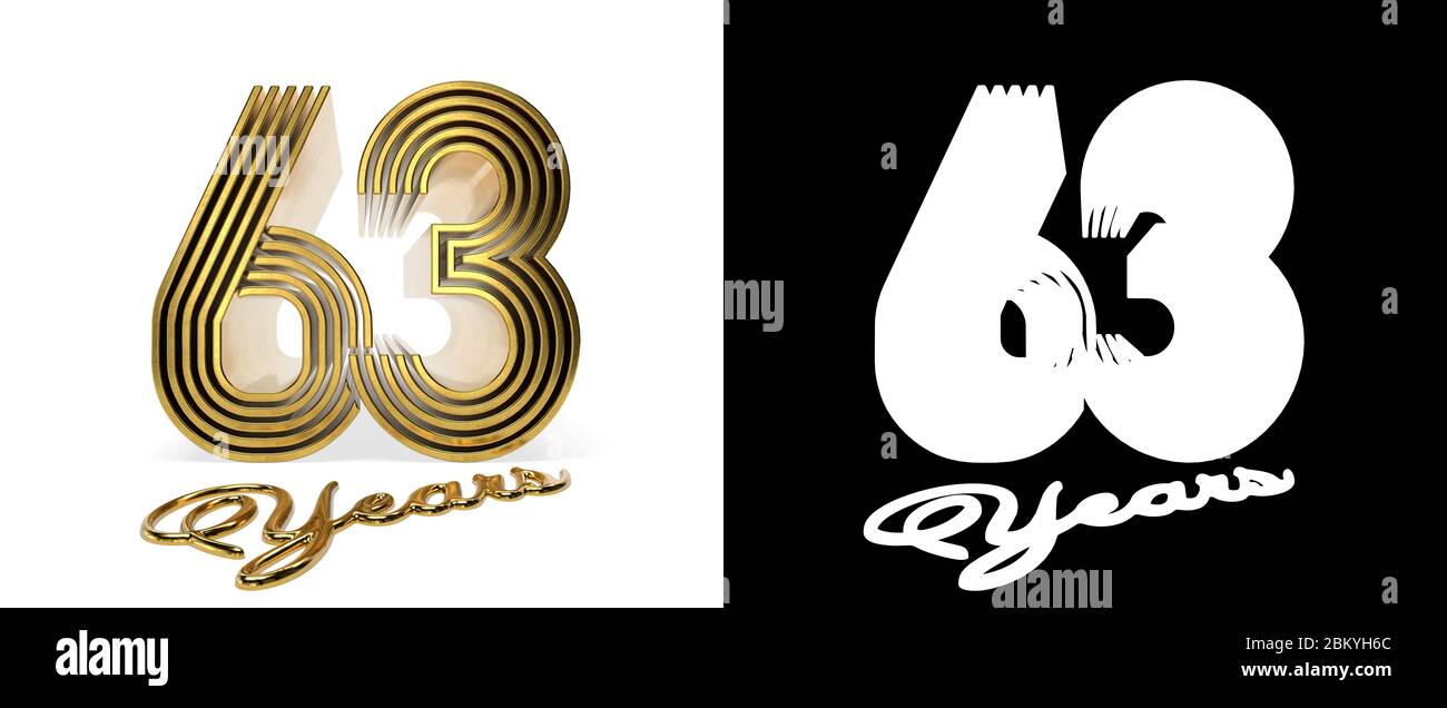 Number 63 (number sixty-three) anniversary celebration design with five ...