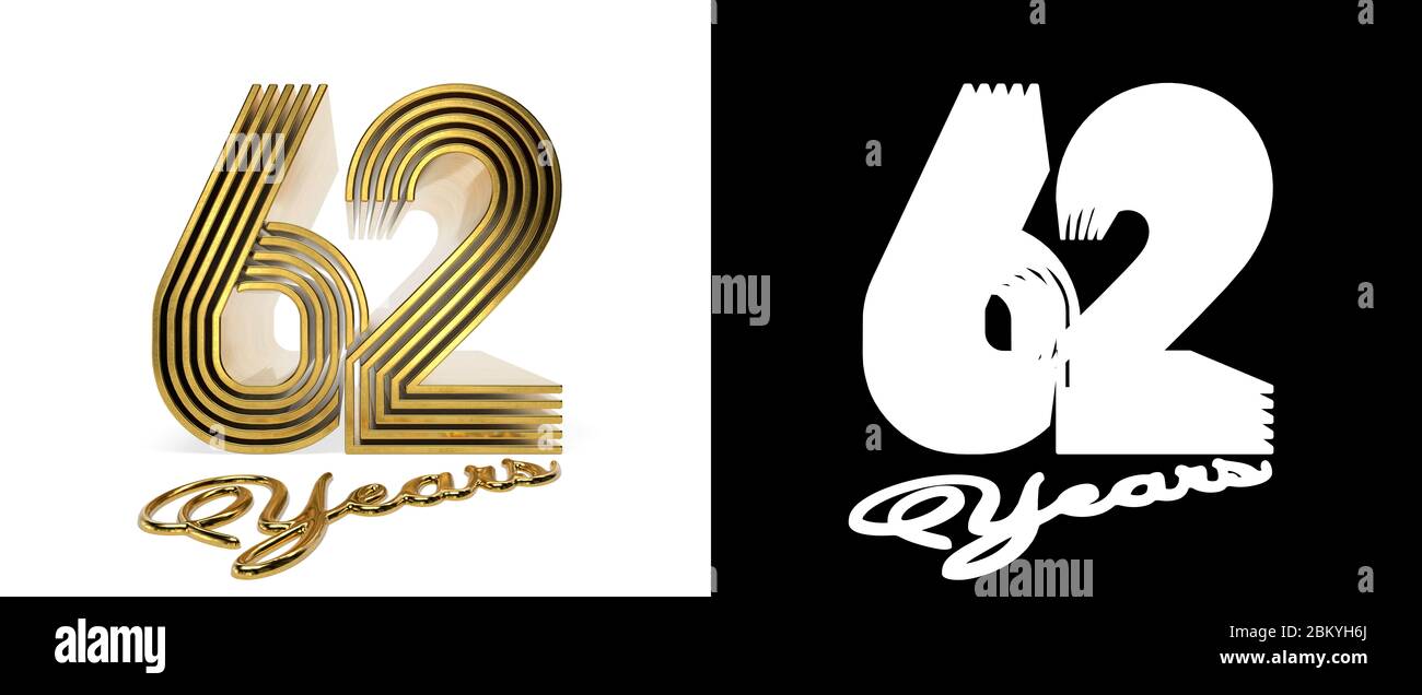 Number 62 (number sixty-two) anniversary celebration design with five ...