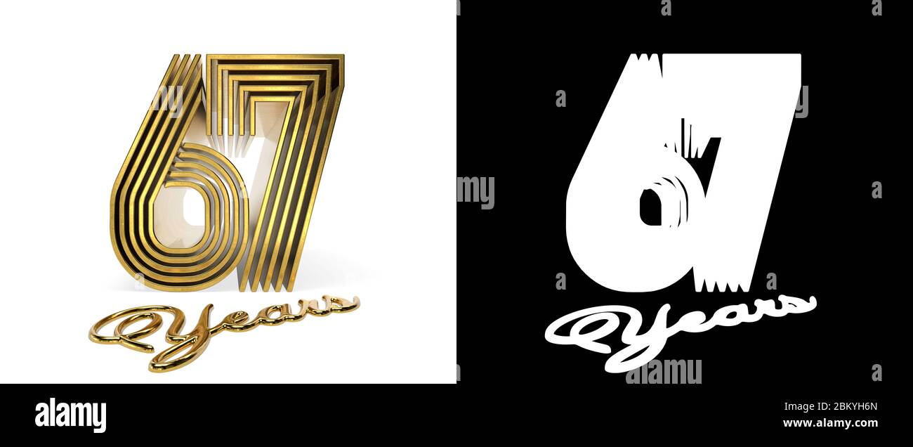 Number 67 (number sixty-seven) anniversary celebration design with five ...