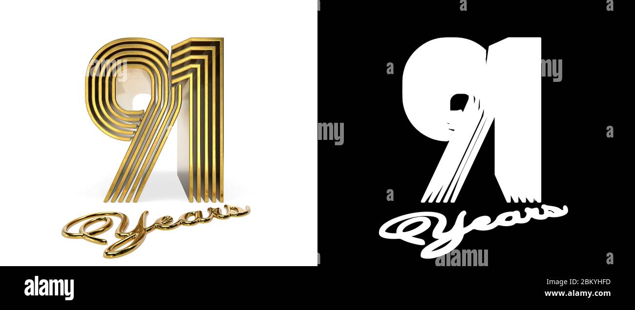 Number 91 (number ninety-one) anniversary celebration design with five ...