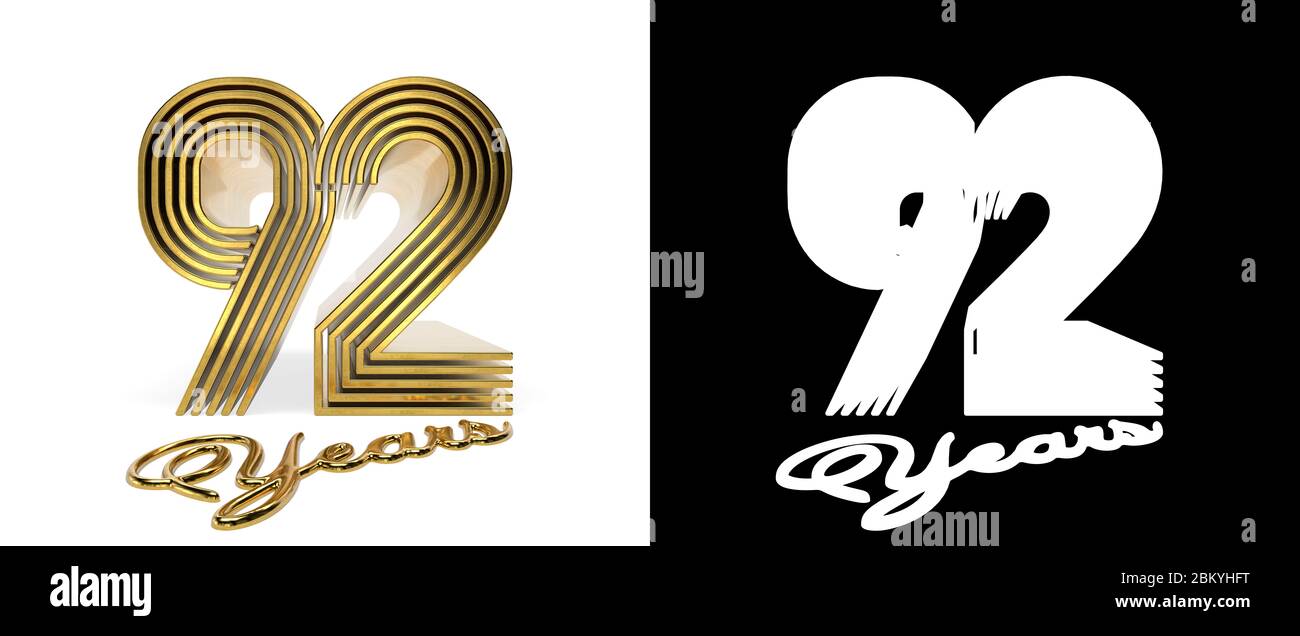 Number 92 (number ninety-two) anniversary celebration design with five ...