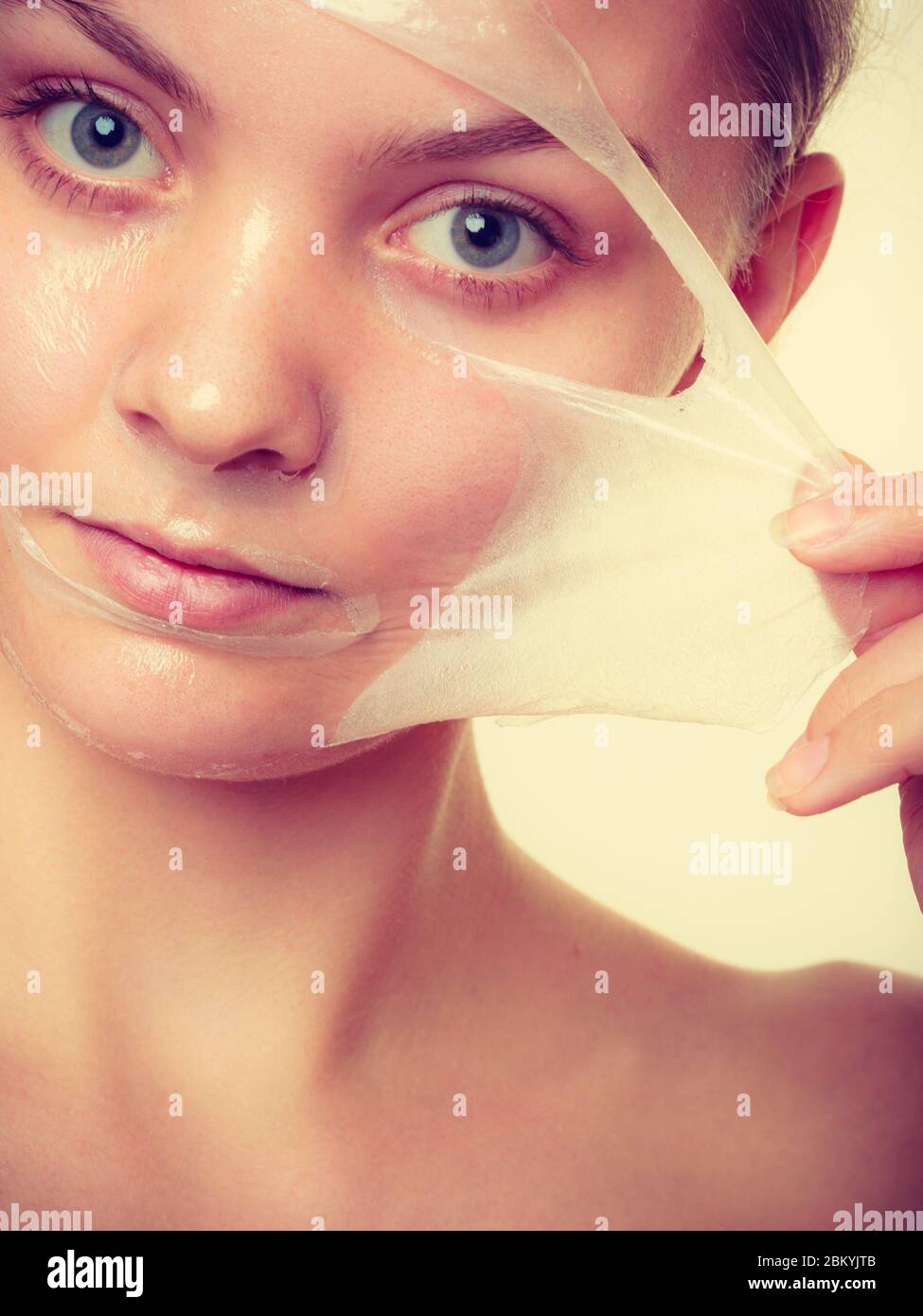 Beauty skin care cosmetics and health concept. Young woman face, girl ...
