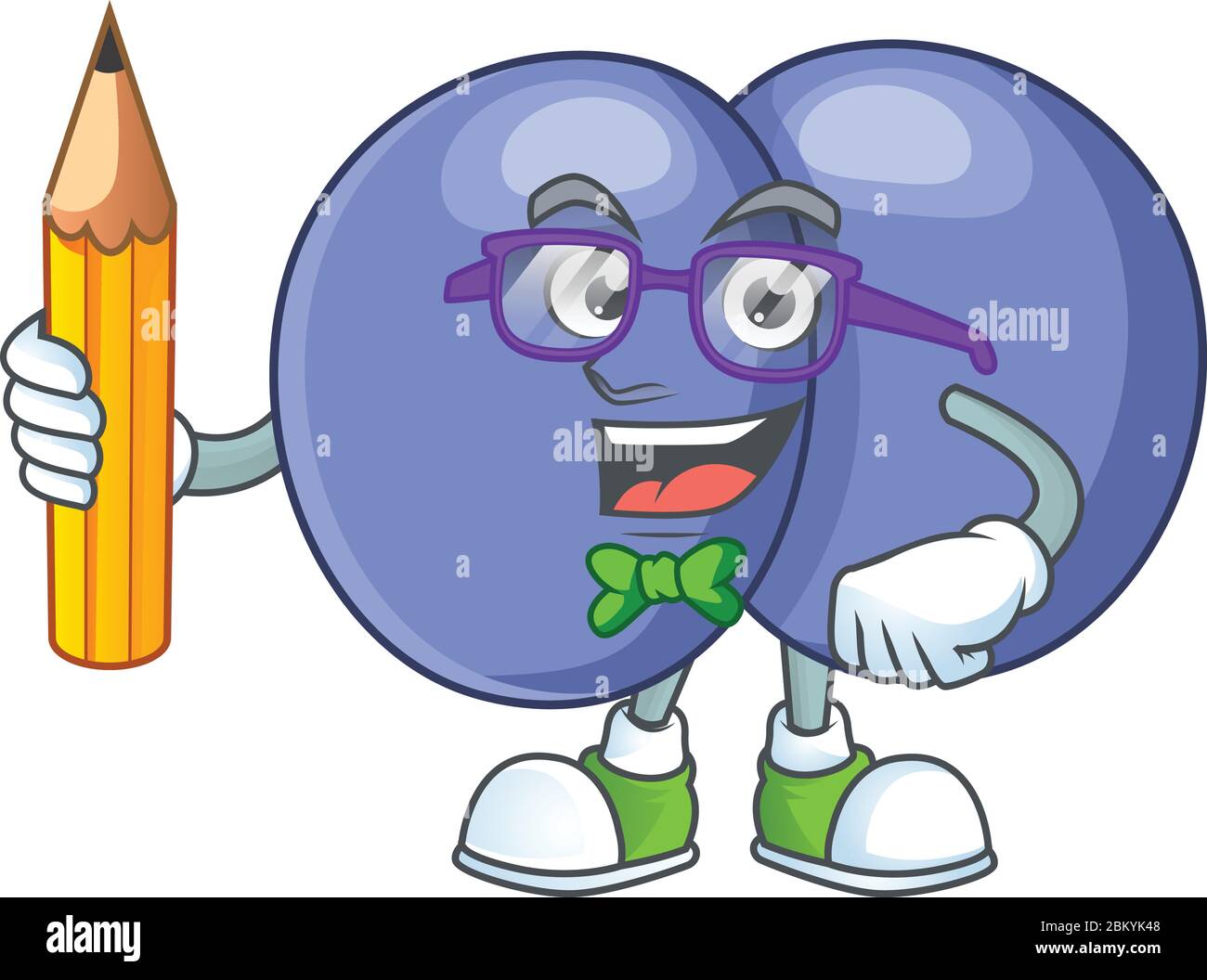 Streptococcus pneumoniae student cartoon character studying with pencil ...