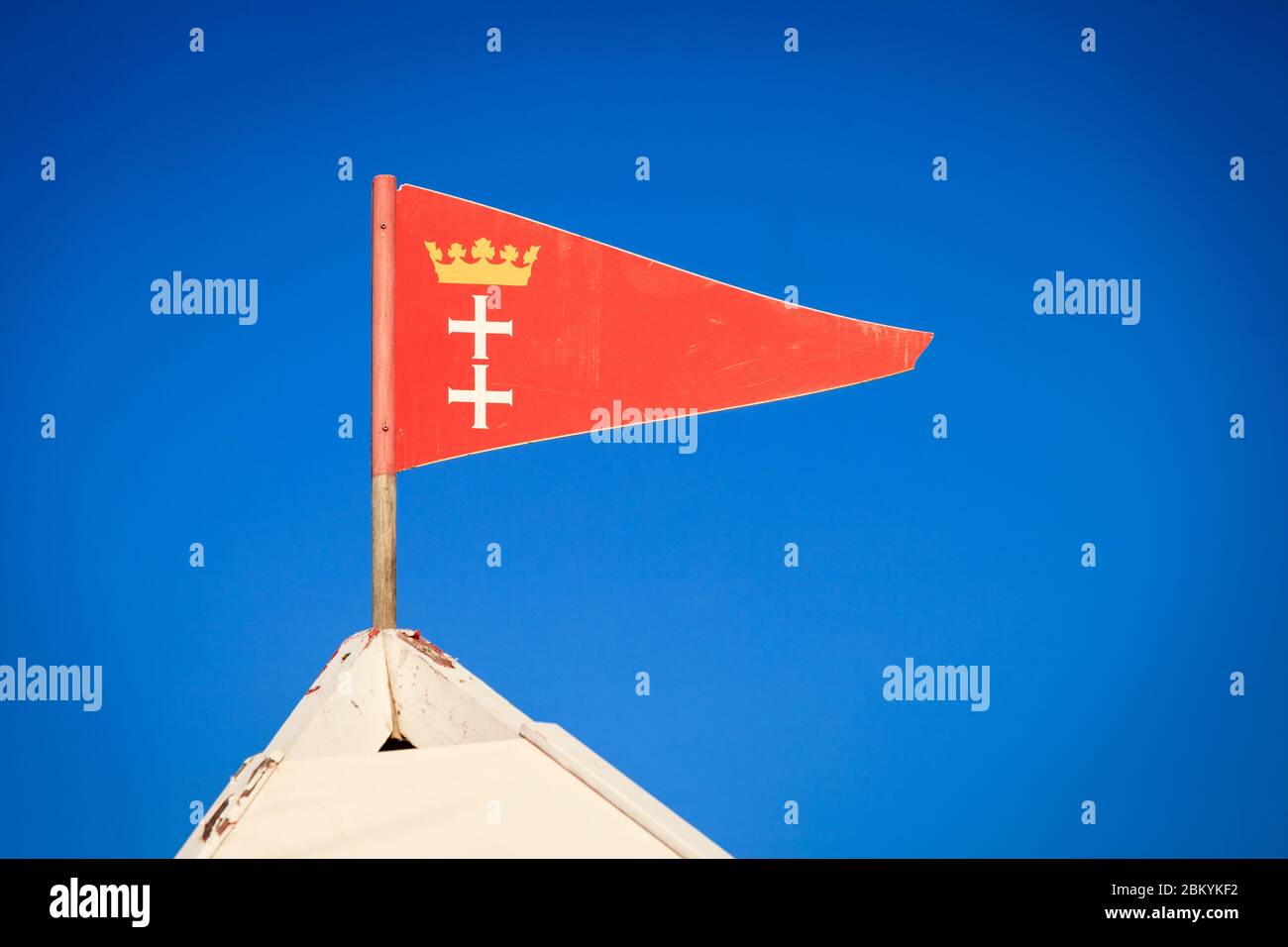 Emblem coat of arms city Gdansk Danzig Poland Europe, blue sky ...