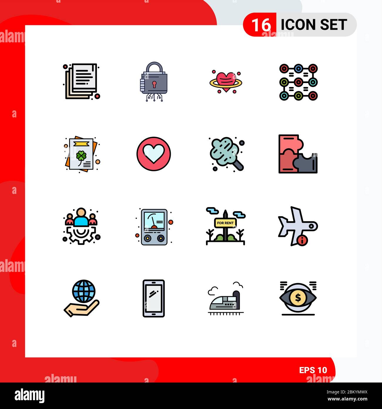 16 User Interface Flat Color Filled Line Pack of modern Signs and ...