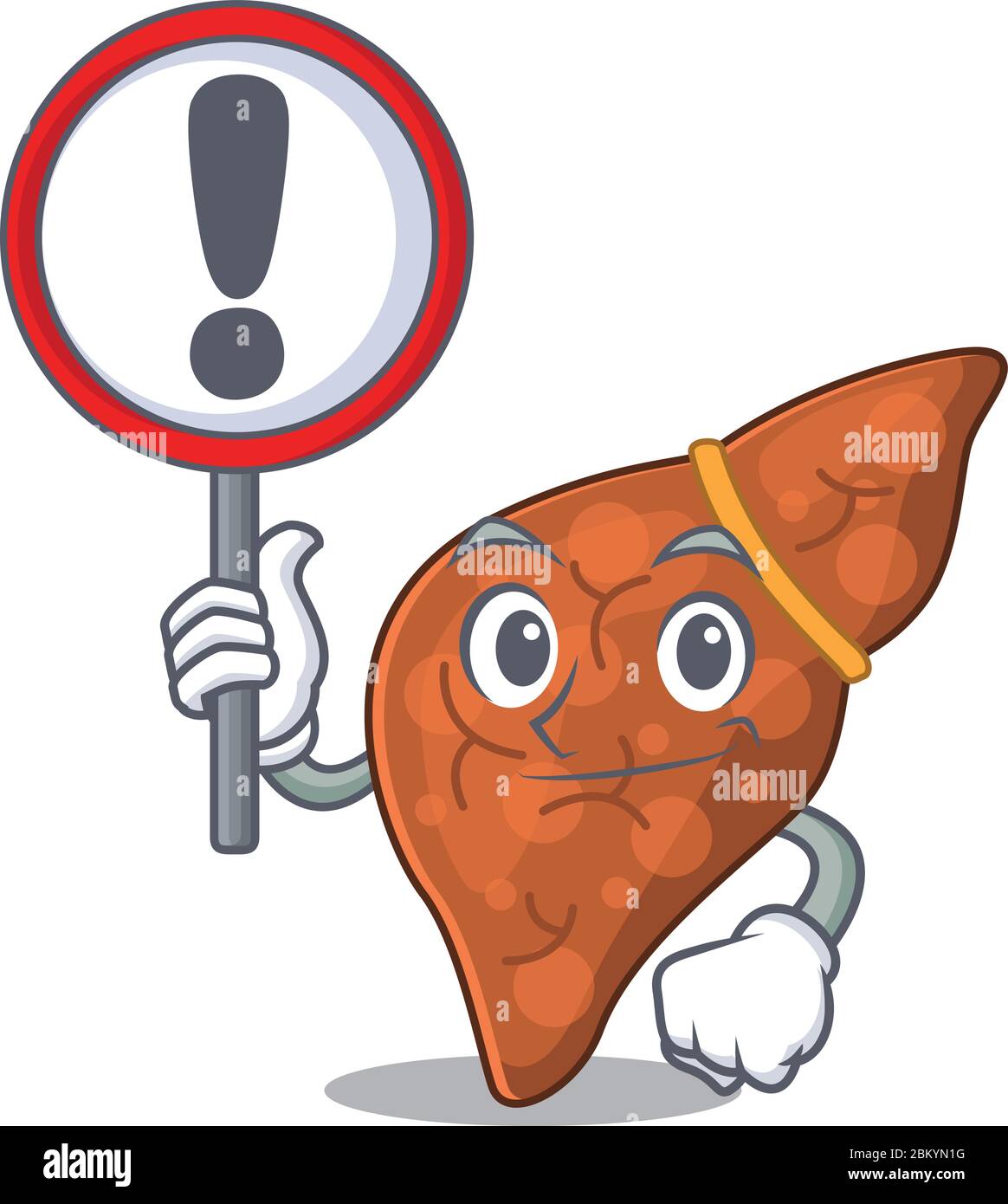 An icon of human fibrosis liver cartoon design style with a sign board ...