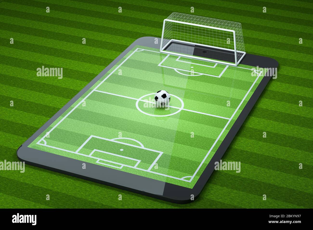 The football in the football field on the pad, virtual reality, 3d ...