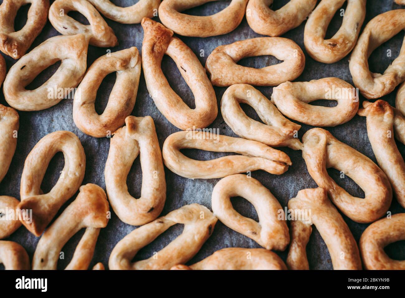 Hand-made taralli salty snack, typical from Puglia, Italy Stock Photo ...