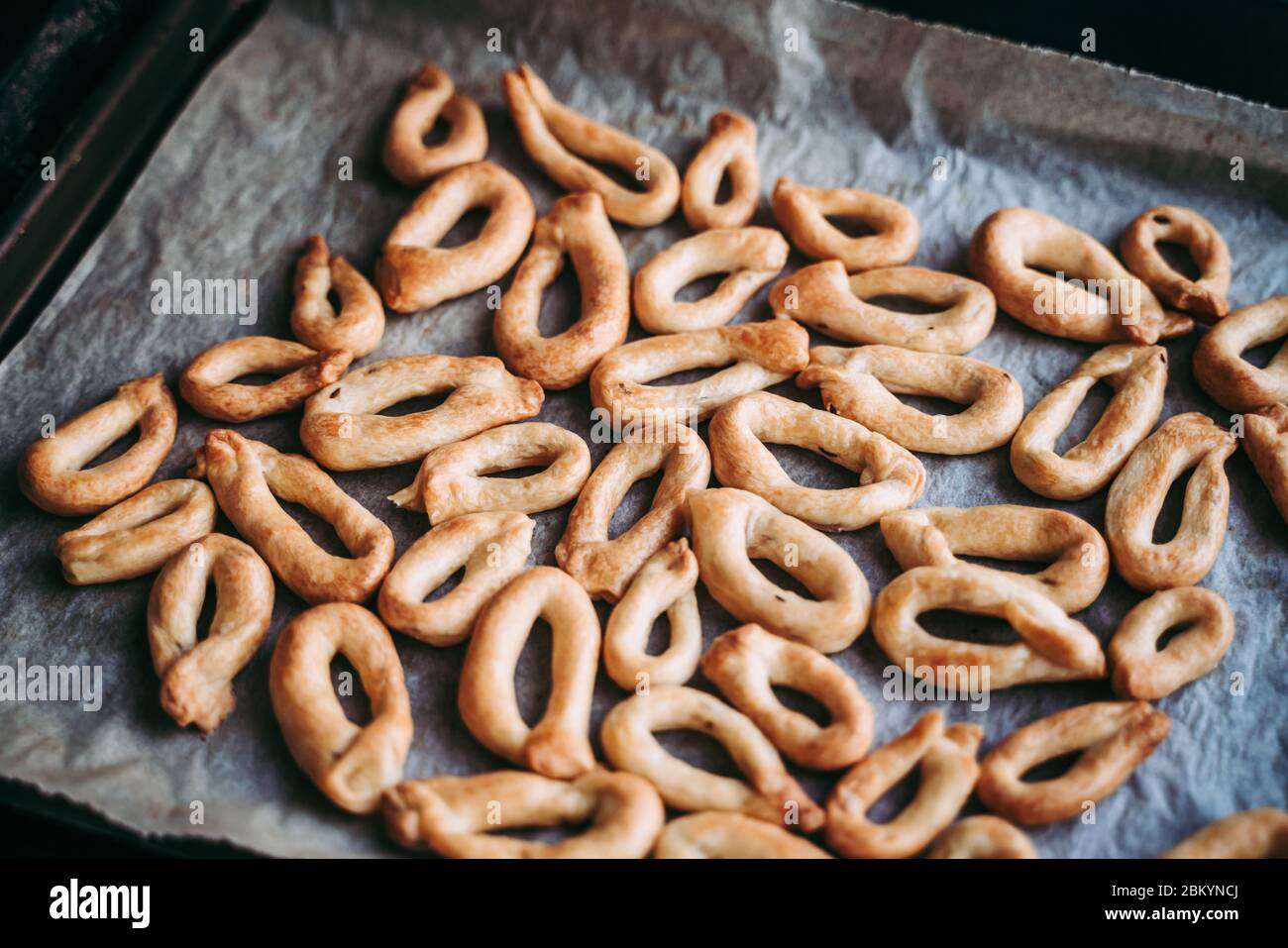 Hand-made taralli salty snack, typical from Puglia, Italy Stock Photo ...