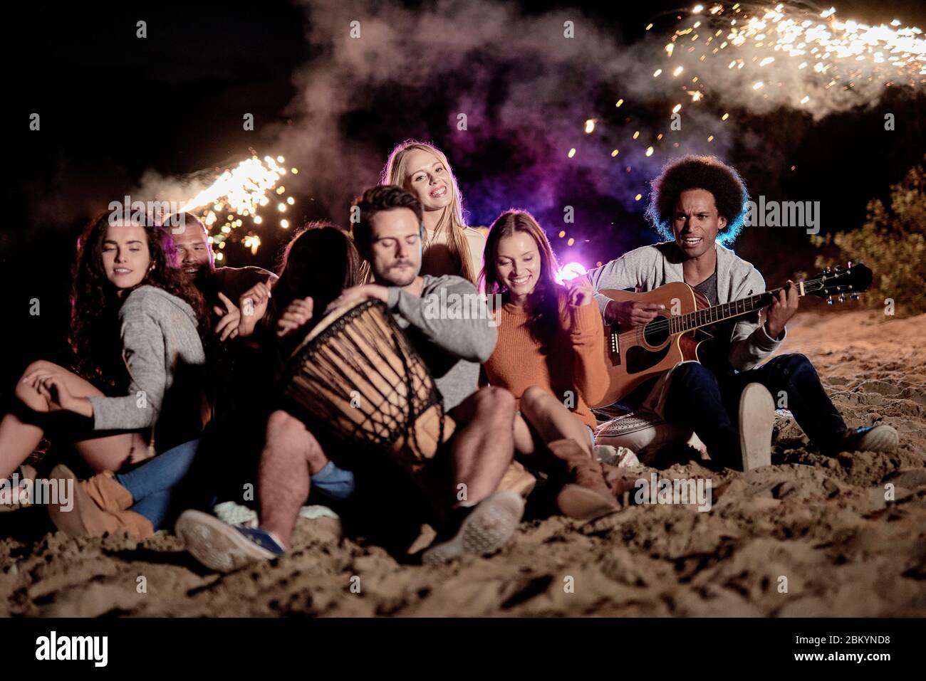 Summer time on the beach at night Stock Photo - Alamy
