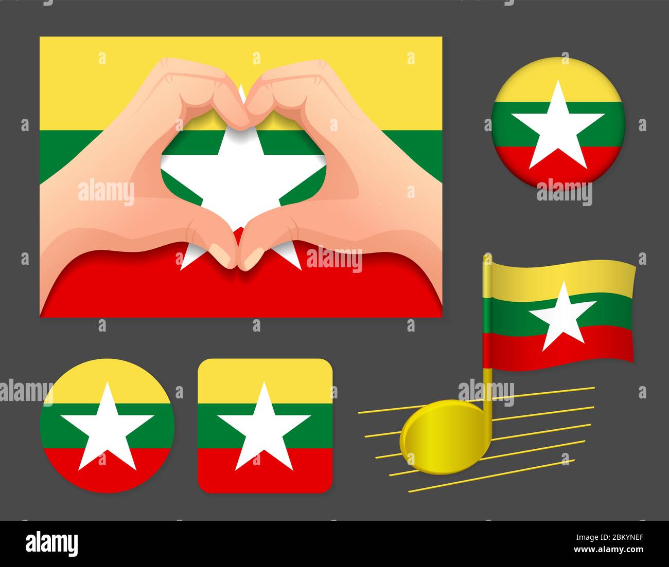 Burma flag icon. National flag of Burma vector illustration Stock ...