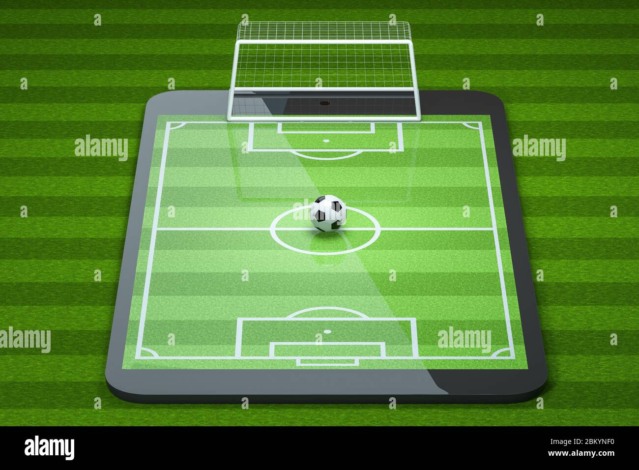 The football in the football field on the pad, virtual reality, 3d ...