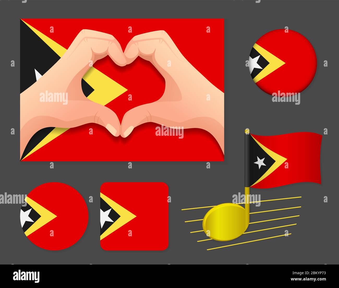 East Timor flag icon. Timor-leste flag icon. National flag of East ...