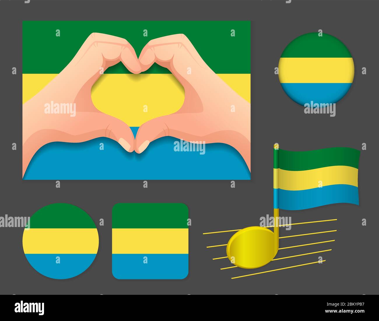 Gabon flag icon. National flag of Gabon vector illustration Stock ...