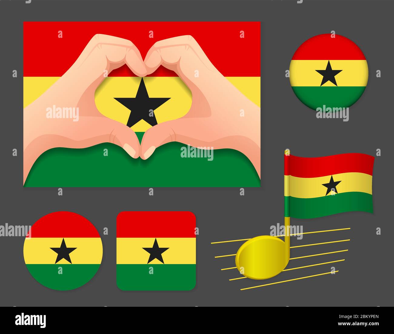 Ghana flag icon. National flag of Ghana vector illustration Stock ...