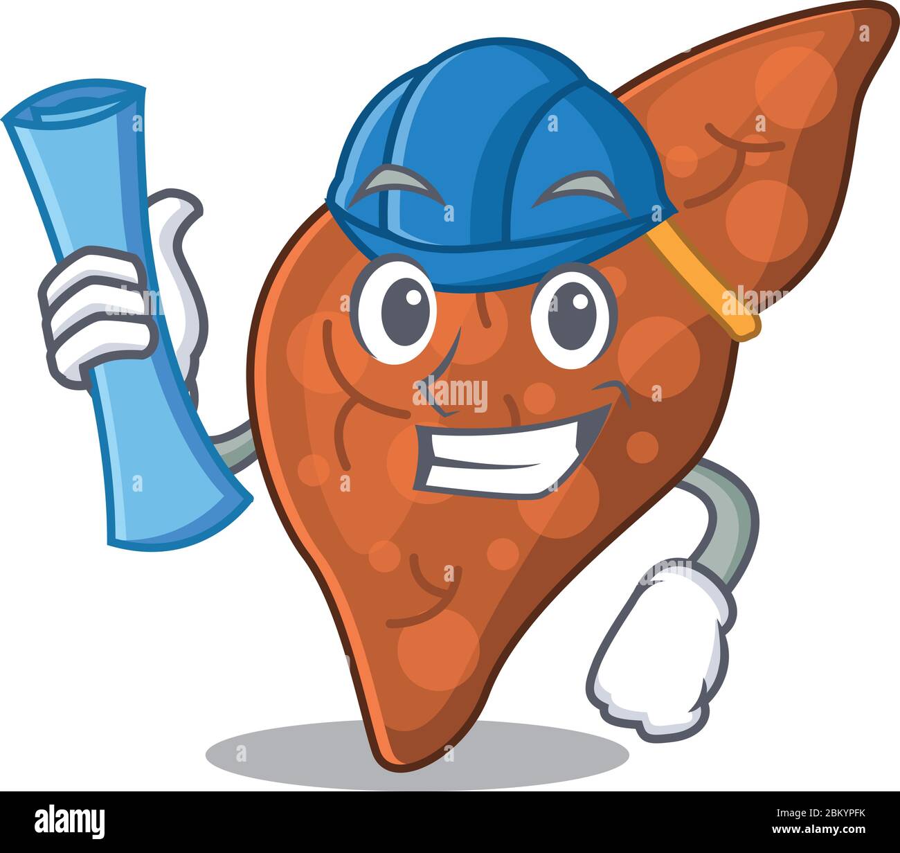 Cartoon character of human fibrosis liver brainy Architect with blue ...
