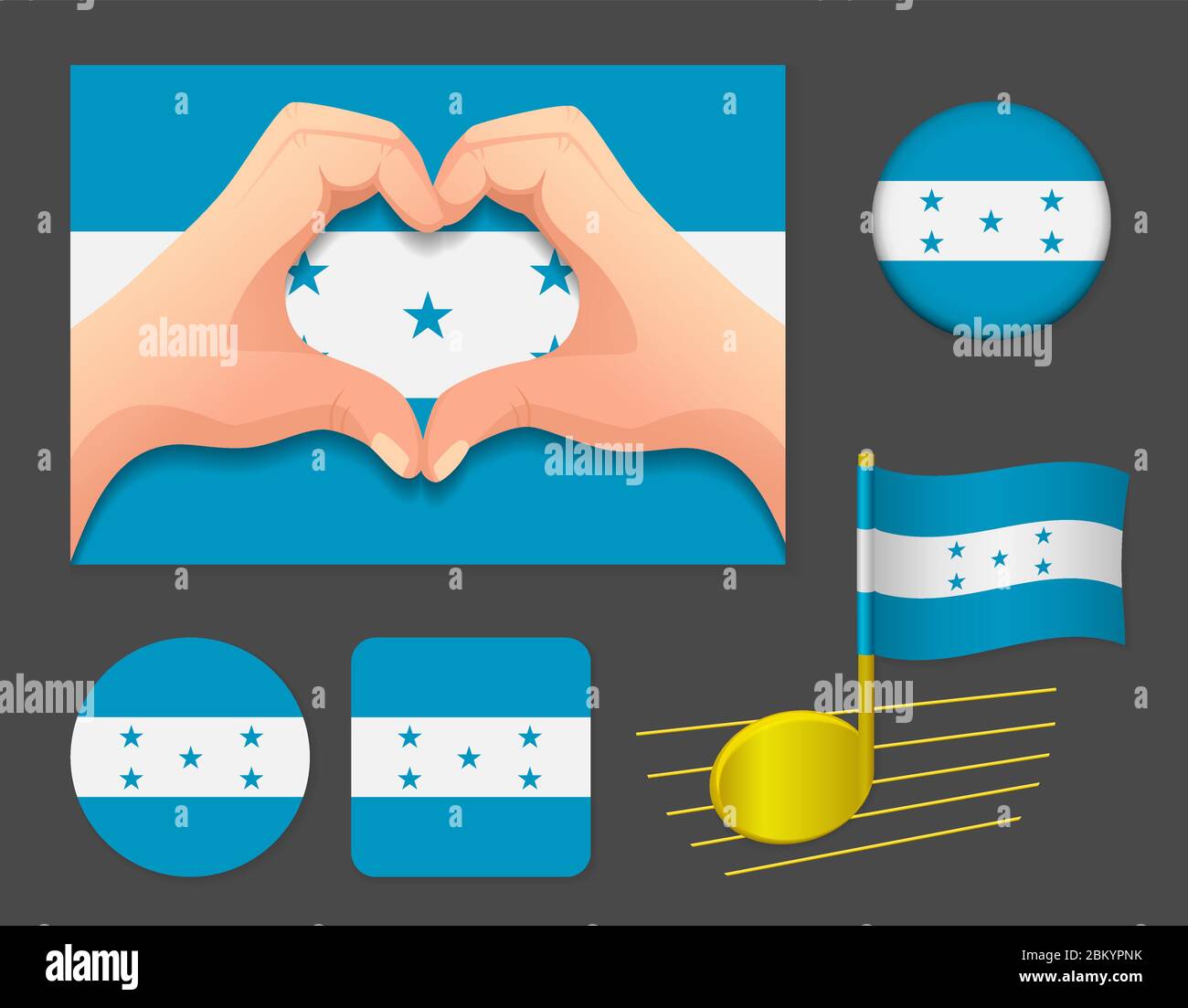 Honduras flag icon. National flag of Honduras vector illustration Stock ...