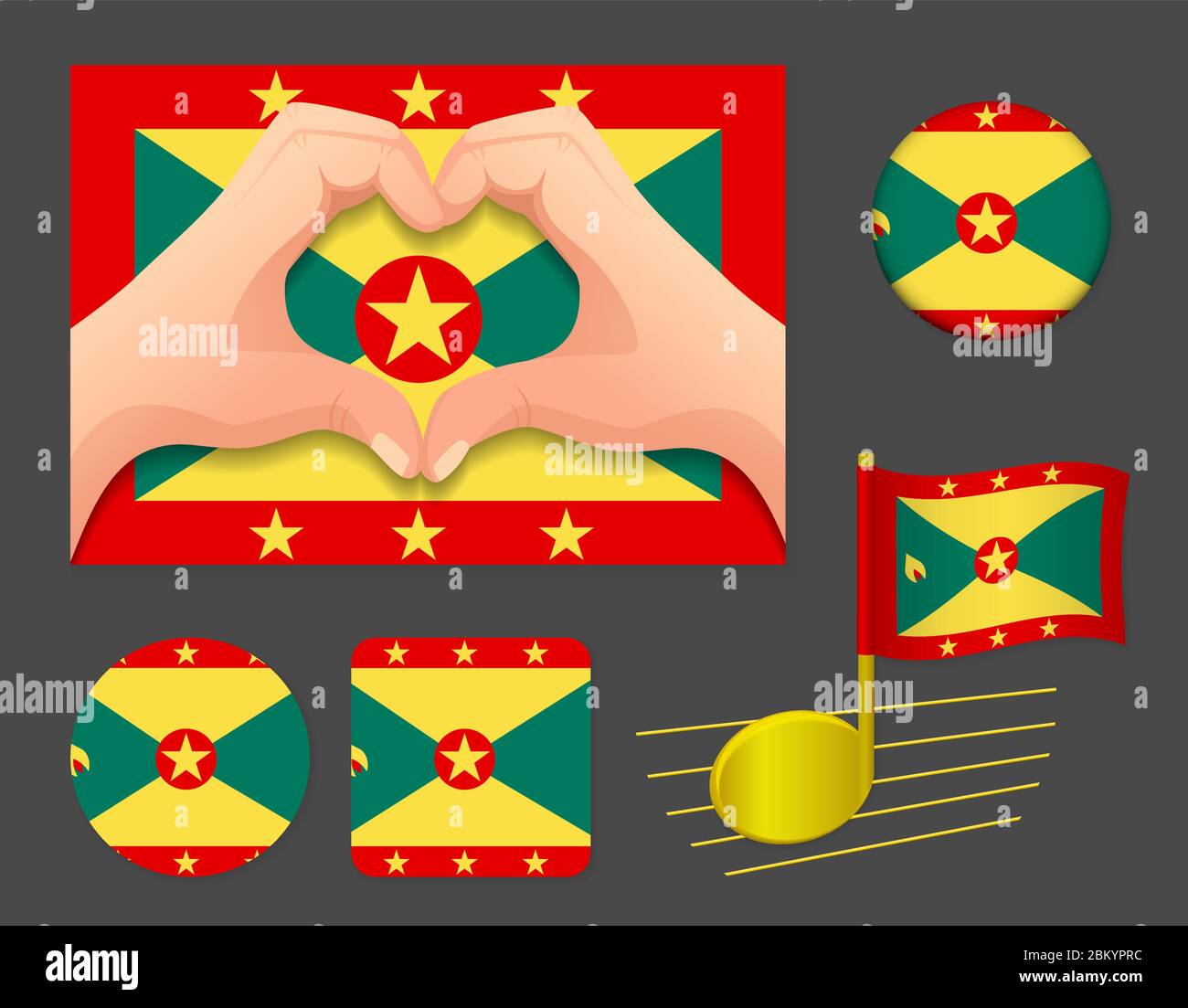 Grenada flag icon. National flag of Grenada vector illustration Stock ...