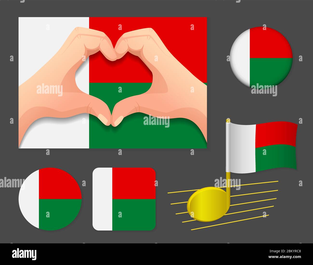 Madagascar flag icon. National flag of Madagascar vector illustration ...