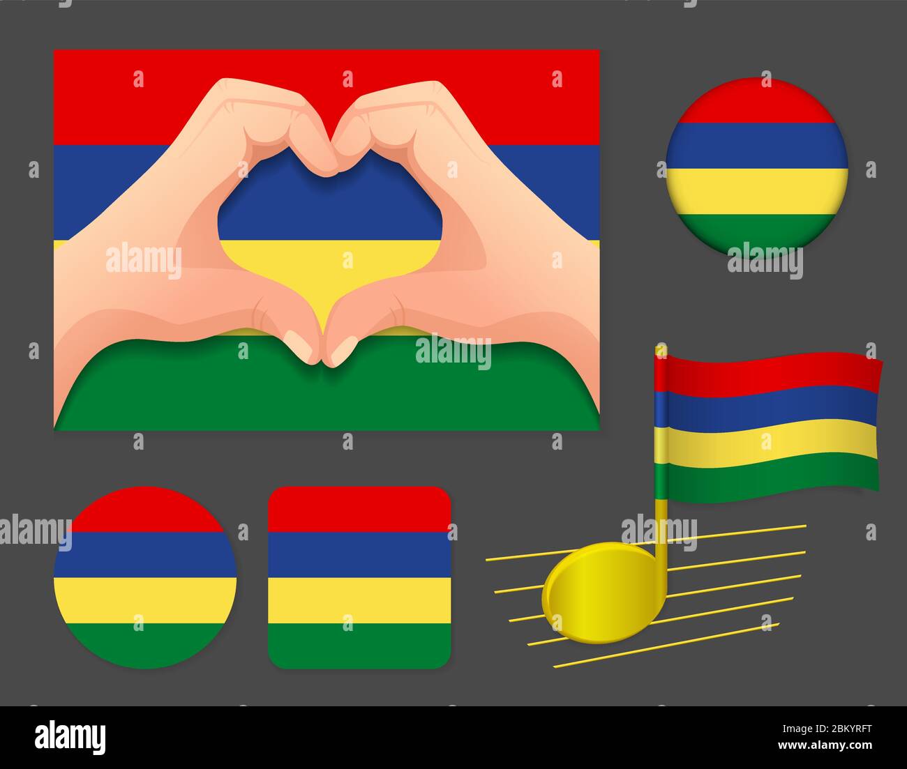 Mauritius flag icon. National flag of Mauritius vector illustration ...