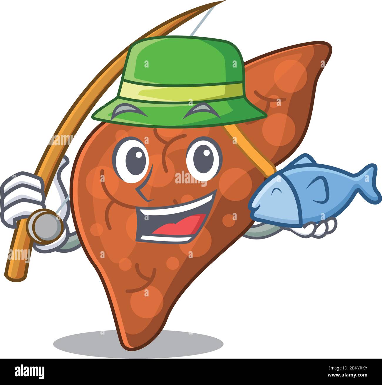 Cartoon design concept of human fibrosis liver while fishing Stock ...