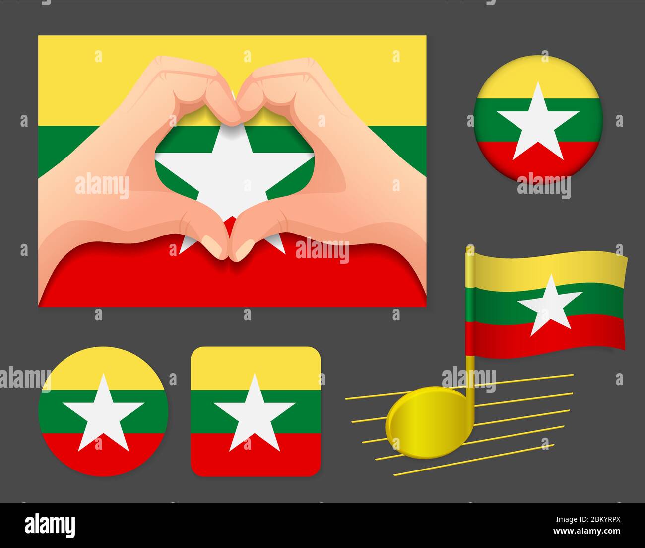 Myanmar flag icon. National flag of Myanmar vector illustration Stock ...