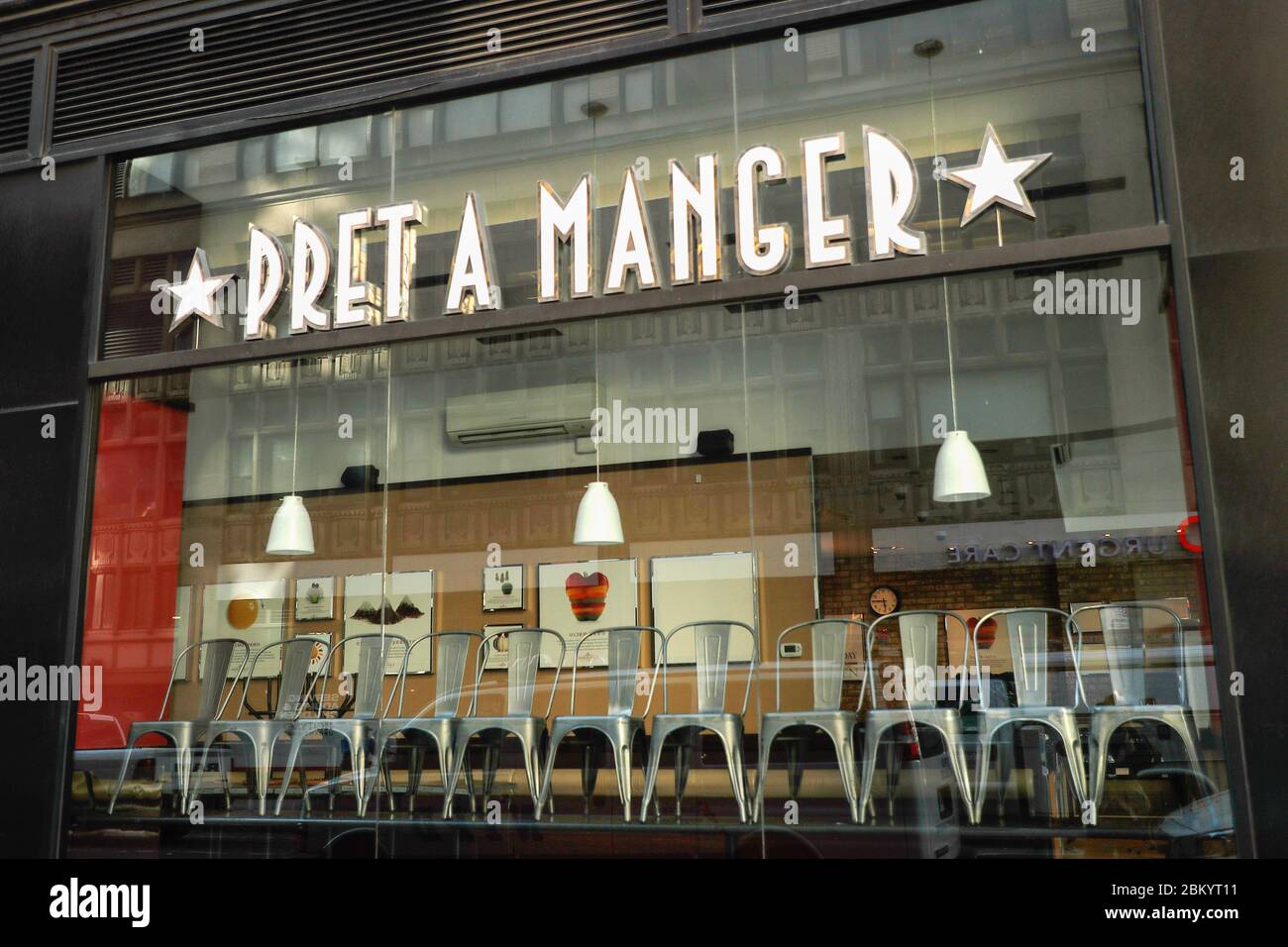 A Pret A Manger logo seen on one of their branches Stock Photo - Alamy