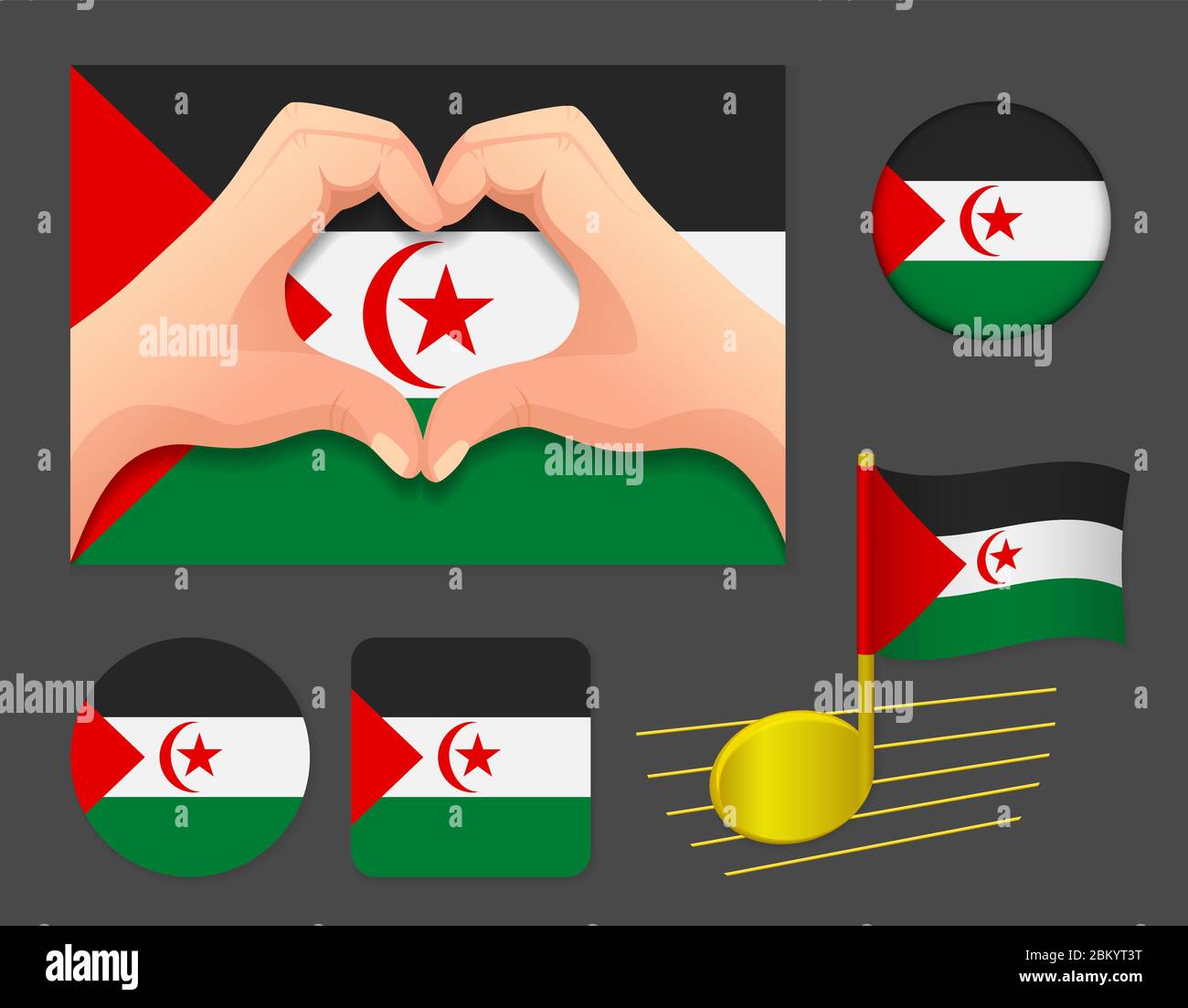 Sahrawi Arab Democratic Republic flag icon. National flag of Sahrawi ...