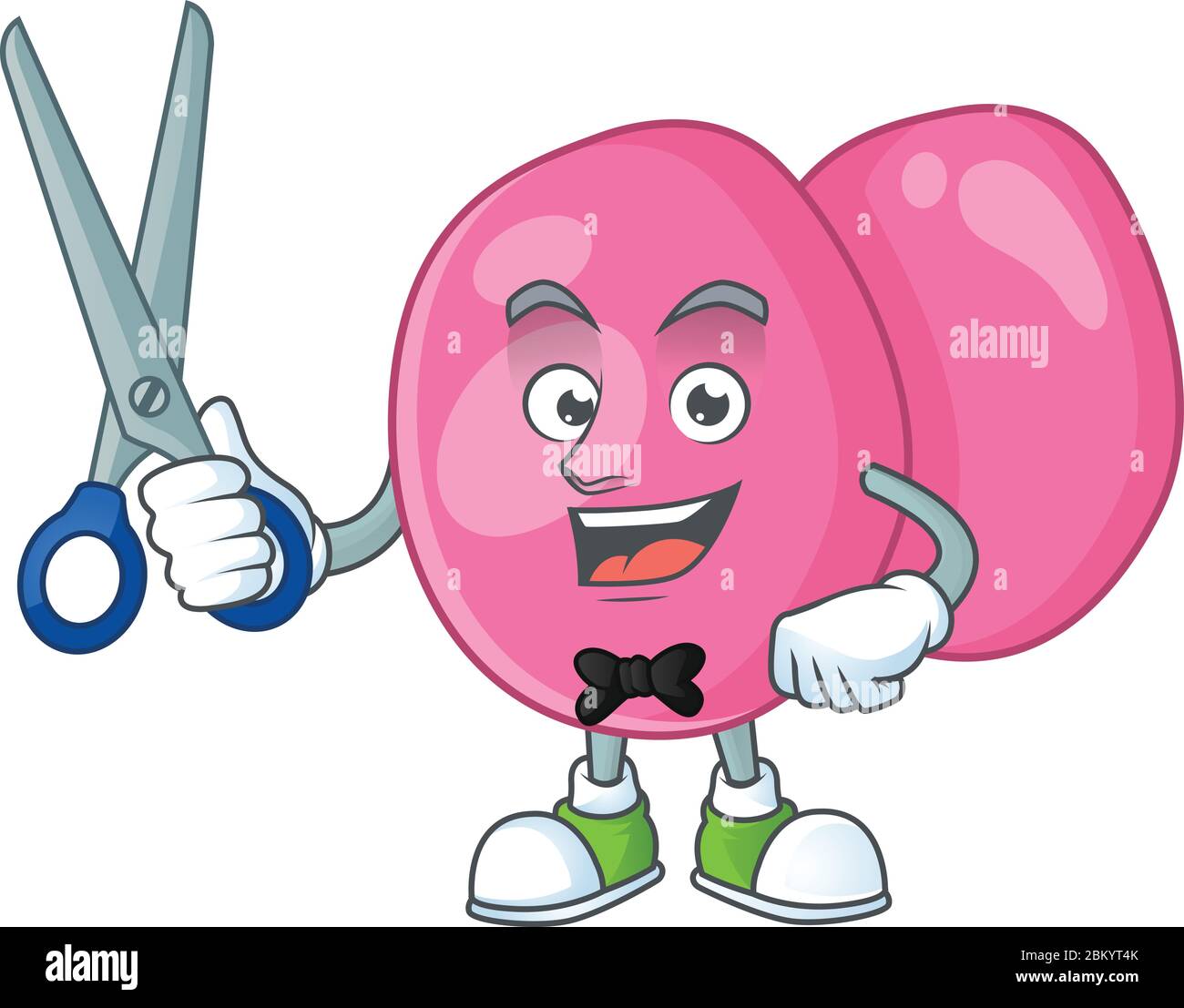 Cute Barber streptococcus pyogenes cartoon character style with scissor ...
