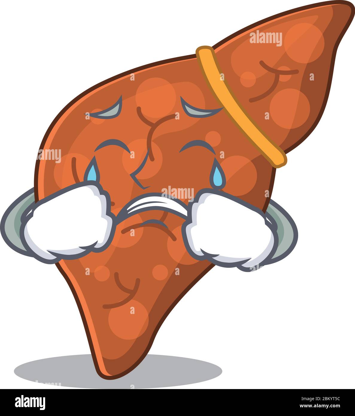 Cartoon character design of human fibrosis liver with a crying face ...